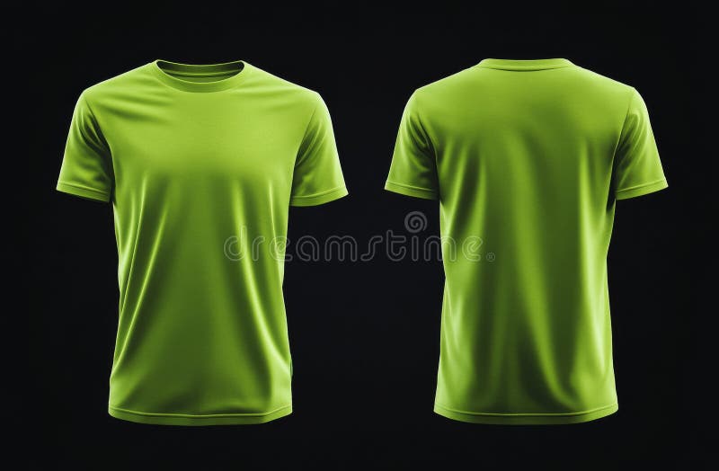 Lime Green T-shirt Template Showing the Front and Back Views ...