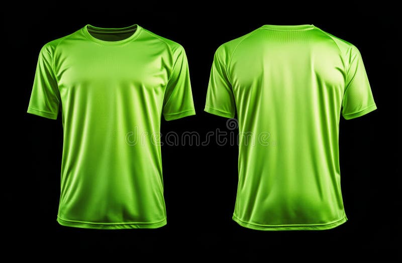 Lime Green T-shirt Template Showing the Front and Back Views ...