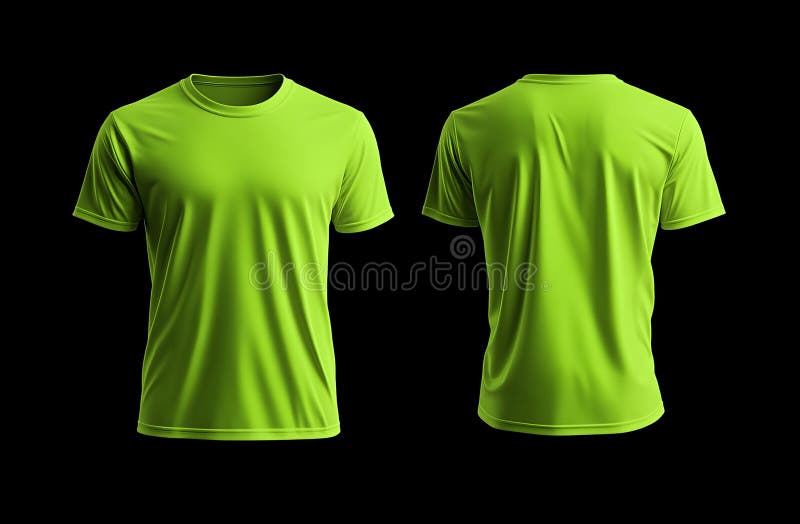 Lime Green T-shirt Template Showing the Front and Back Views ...