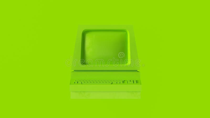 Lime Green Vintage Computer Stock Illustration - Illustration of ...