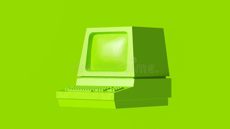 Lime Green Vintage Computer Stock Illustration - Illustration of gaming ...