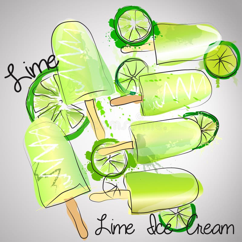 Lime ice cream stock vector. Illustration of dessert - 59311612