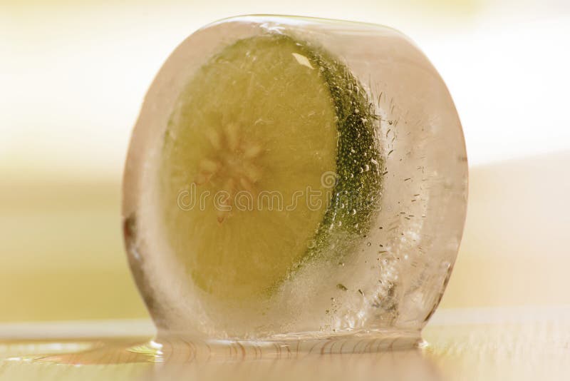 The Lime in Ice Its Was Frozen Stock Image - Image of frozen, crystal ...