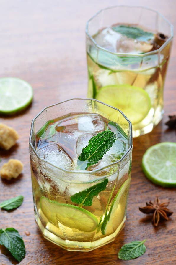 Lime iced tea, cocktail stock photo. Image of refreshment - 110386936