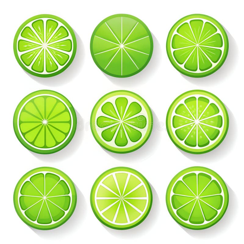 Lime Icon Set in Flat Vector Style Stock Illustration - Illustration of ...