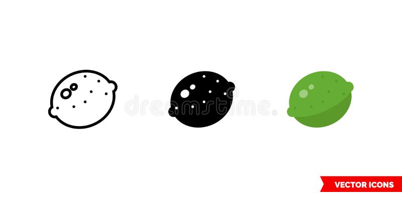 Lime Icon of 3 Types Color, Black and White, Outline. Isolated Vector ...