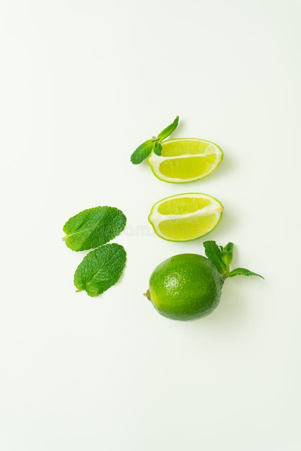 Lime Isolated. Lime Slice with Mint Leaves Isolate on White Stock Photo ...