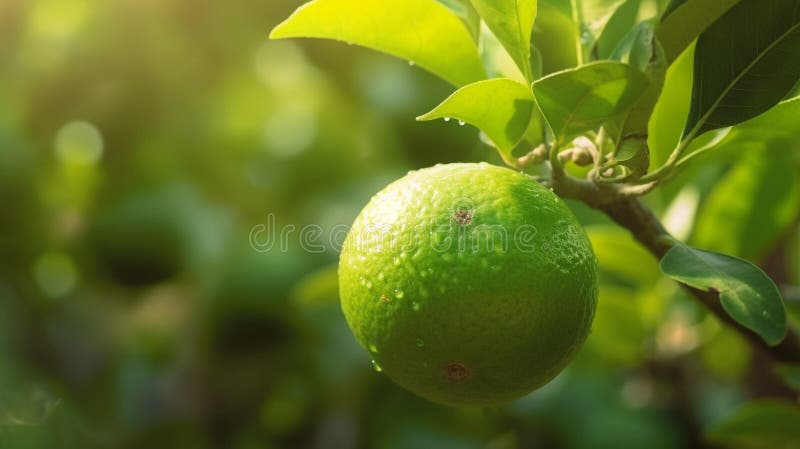 Lime juice on lime orchard stock illustration. Illustration of tree ...