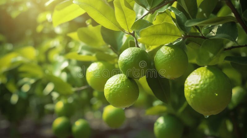 Lime juice on lime orchard stock illustration. Illustration of branch ...