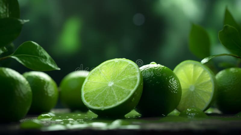 Lime juice on lime orchard stock illustration. Illustration of organic ...