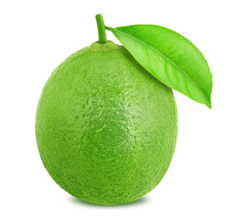 Lime with Leaf Isolated on White Background Stock Photo - Image of ...