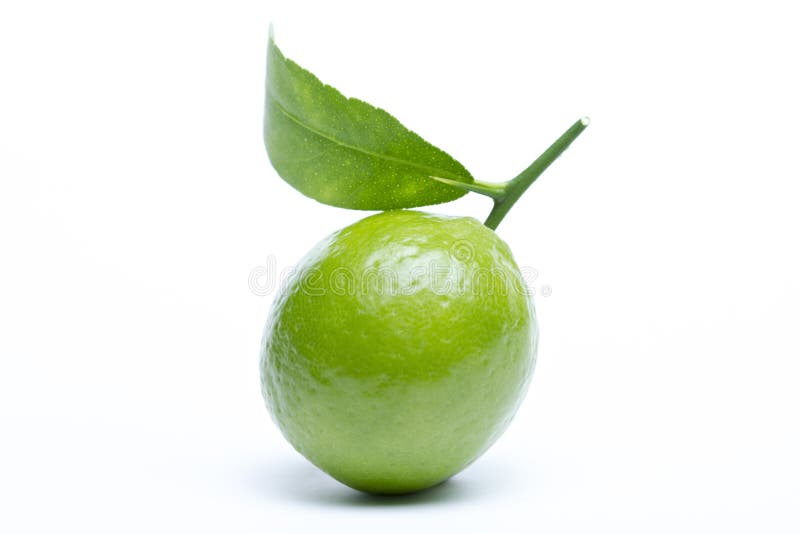 Lime with Slice and Leaf Isolated on White Background Stock Photo ...