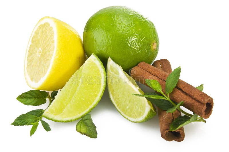 Lime, Lemon and Fresh Leaves of Mint Stock Image - Image of bitter ...