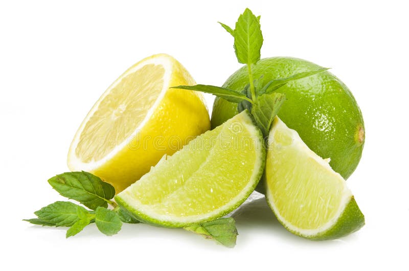 Lime,lemon and Fresh Leaves of Mint Stock Image - Image of refreshing ...