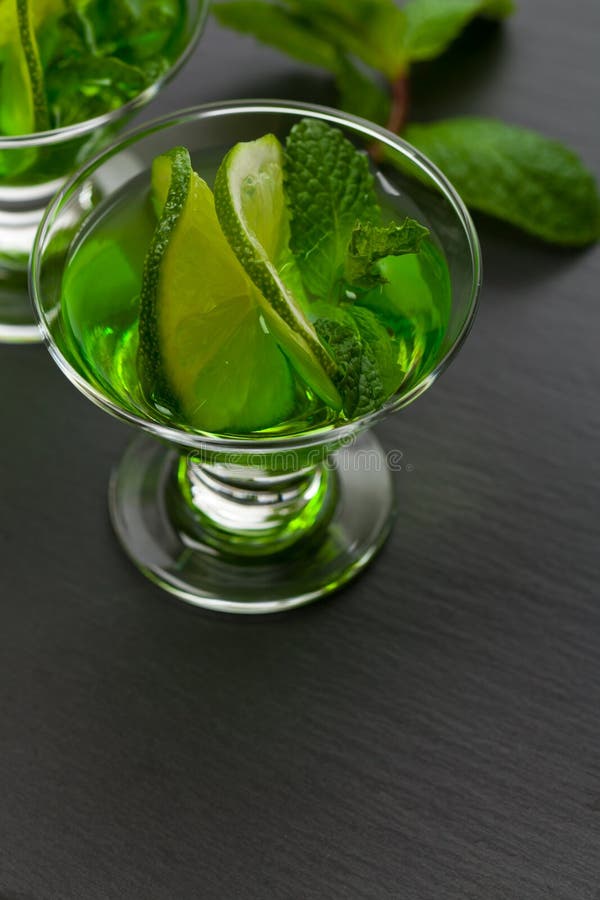 Lime and Mint, Green Vodka Drink Stock Image - Image of leaves, fruit ...