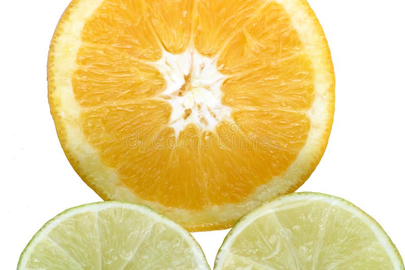 Lime & Orange Cross Sections on White Stock Photo - Image of ...