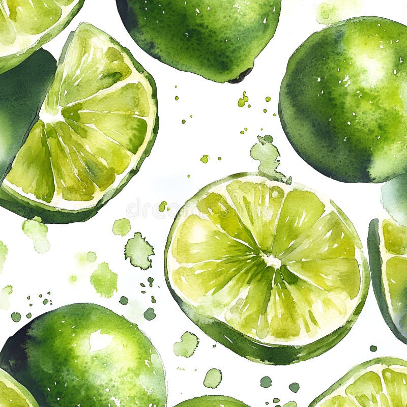 Lime pattern watercolor stock illustration. Illustration of leaf ...