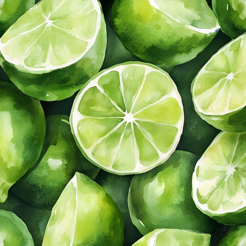 Lime pattern watercolor stock illustration. Illustration of slice ...