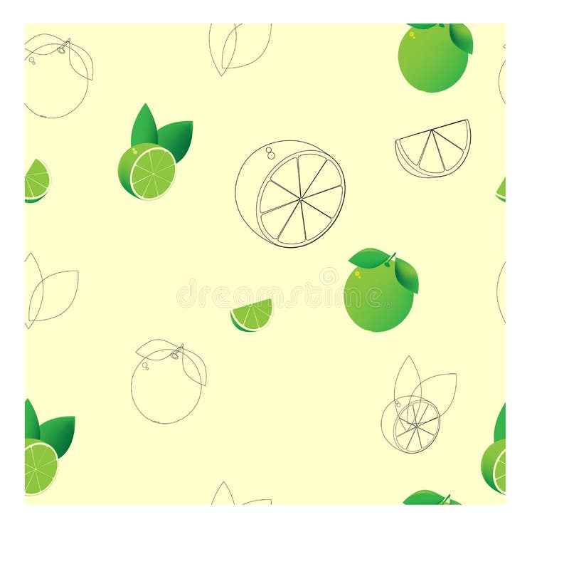 Lime Pattern from Whole, Half and Lime Slices Stock Vector ...