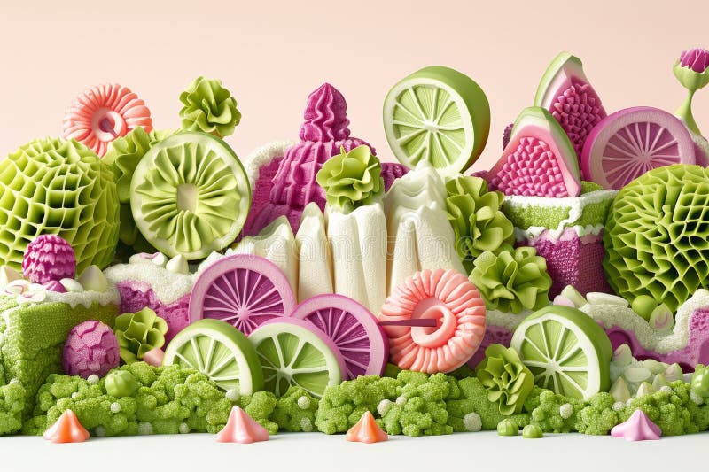 Lime and Raspberry Dreams a Vibrant Pastry Tableau with Whimsical ...