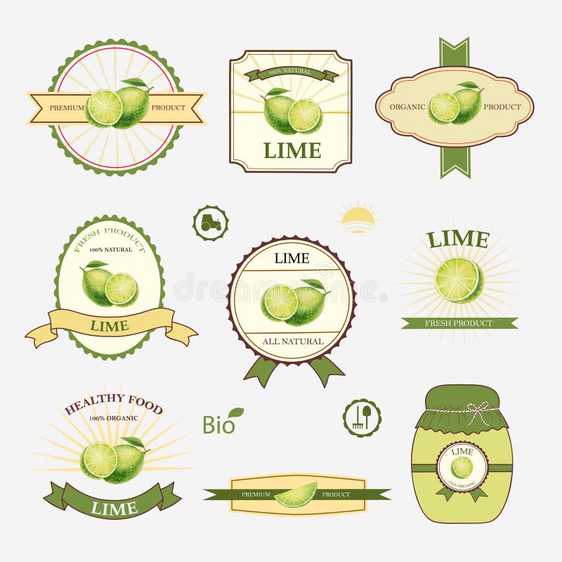 Lime, set of label design stock vector. Illustration of bistro - 52461866