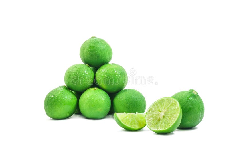Lime with Slice and Stack of Limes Stock Image - Image of lemonade ...