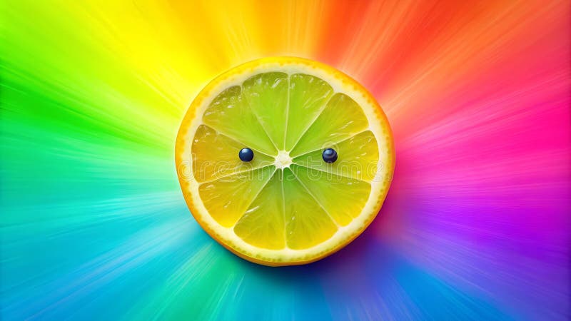 Lime Slice Sunshine on a Rainbow Gradient Generative AI Stock ...