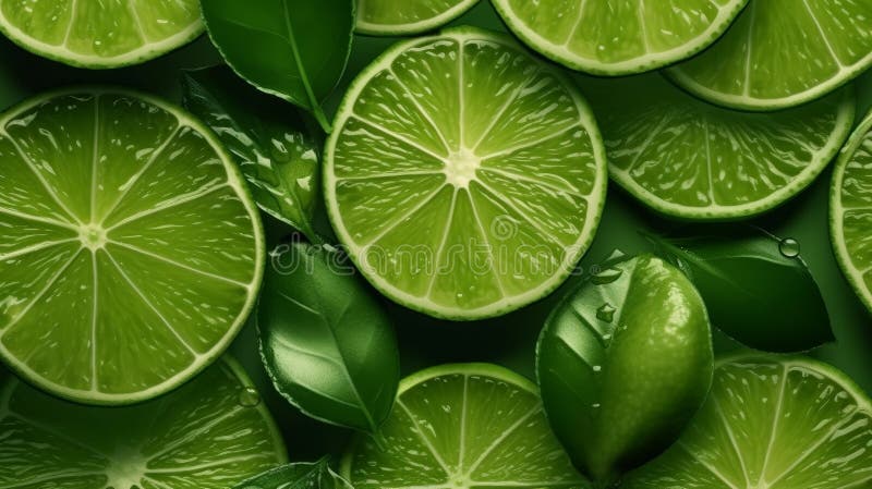 Lime Slices Background. Generative AI Stock Illustration - Illustration ...