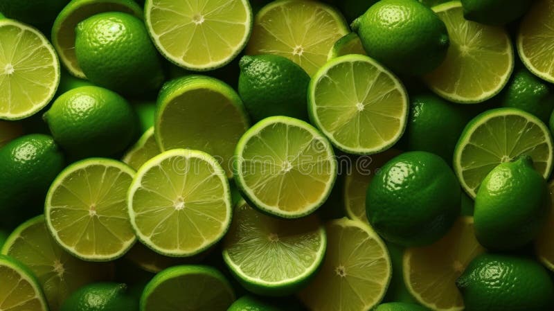 Lime Slices Background. Generative AI Stock Illustration - Illustration ...