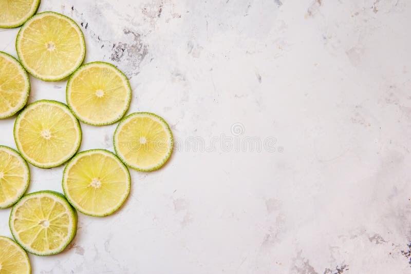 Lime Slices in Rows on a Light Background Copy Space Stock Photo ...