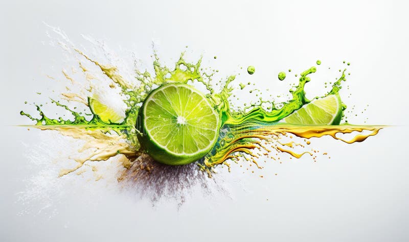 A Lime with a Splash of Green Juice on Top of it Stock Illustration ...