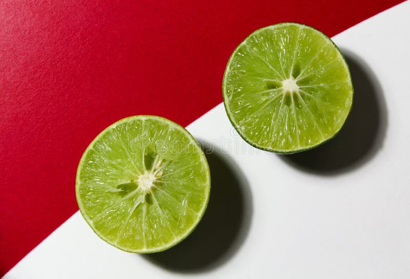 Lime Split in Half on Wooden Table Stock Image - Image of summer ...