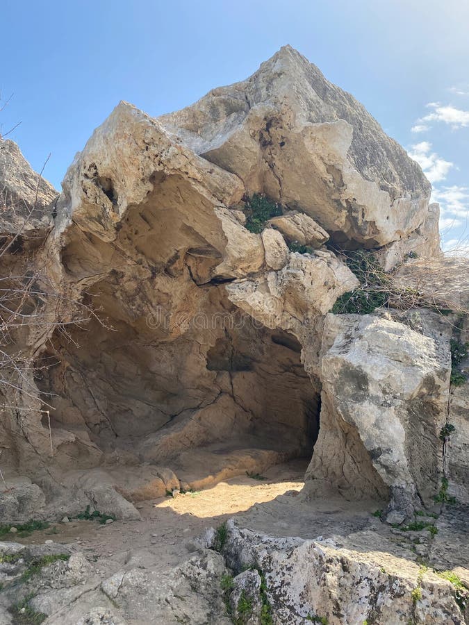Lime Stone Cave. Ancient Ruins. Cyprus in Spring Stock Image - Image of ...