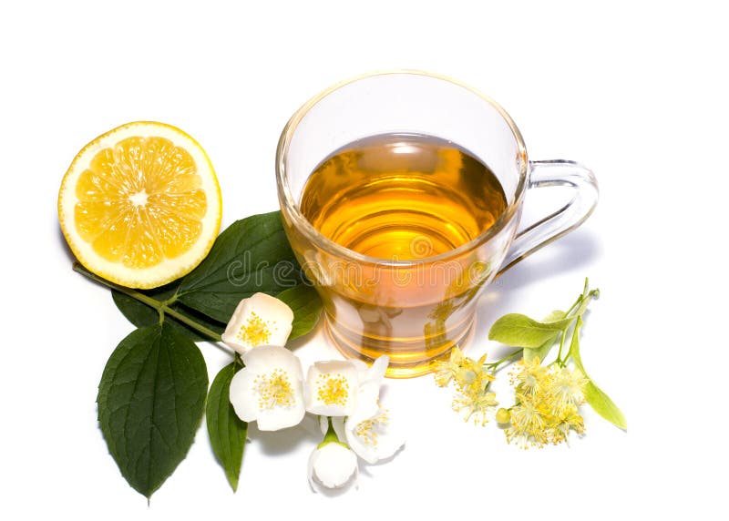 Lime tea, lemon and flower stock photo. Image of branch - 58822308