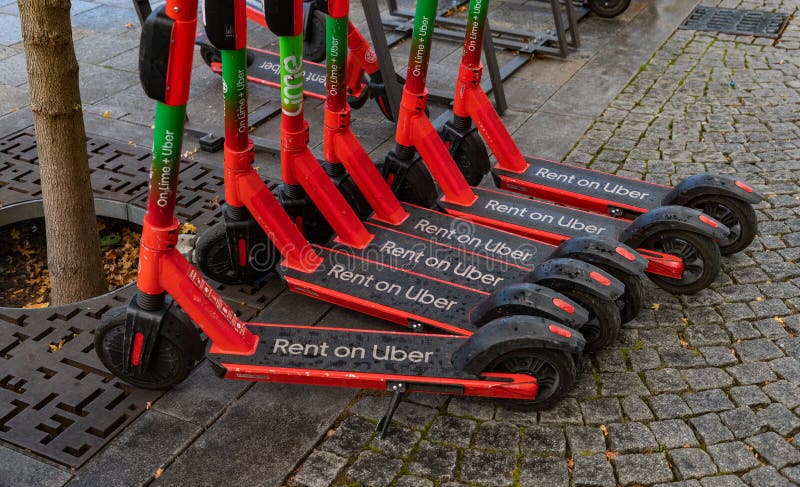 Lime and Uber Scooters editorial image. Image of uber - 234183405