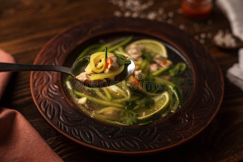 Lime vegetable soup stock image. Image of closeup, herb - 167264485