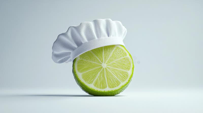 Lime Wearing a Chef S Hat on a Plain Background, Creative Citrus ...
