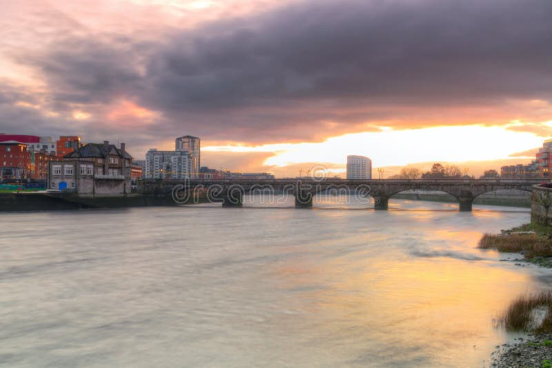 Limerick City Skyline Ireland. Beautiful Limerick Urban Cityscape Over ...