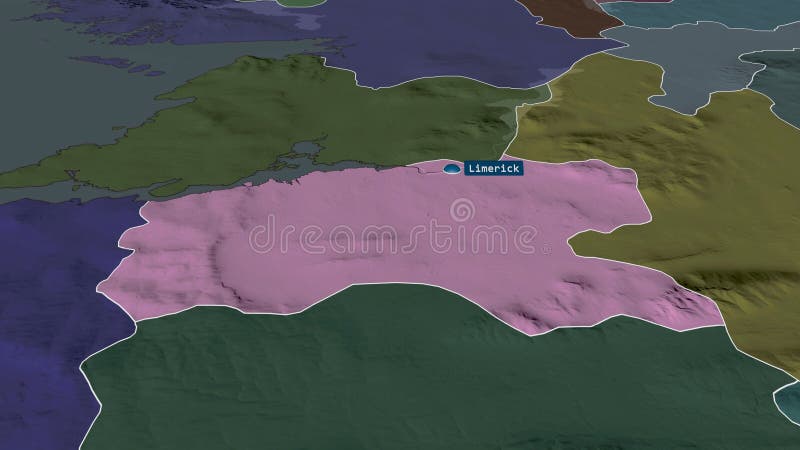 Limerick, Ireland - Highlighted with Capital. Administrative Stock ...