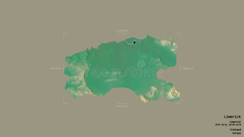 Limerick - Ireland. Bounding Box. Relief Stock Illustration ...