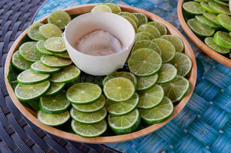 Limes and Salt stock photo. Image of lemon, fruit, green - 86519078