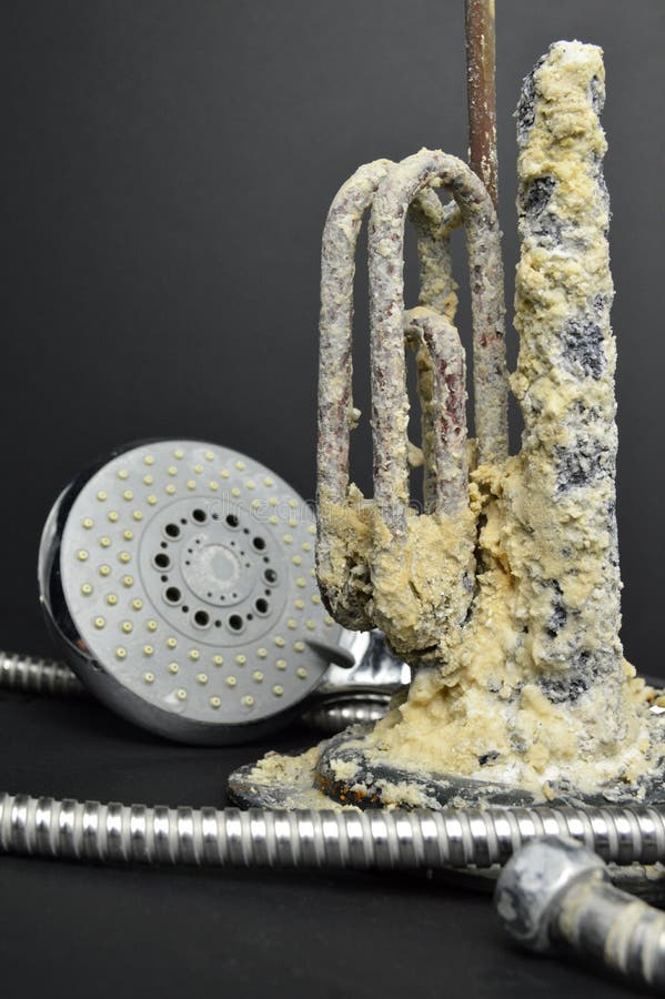 Limescale Damage on a Resistance and Shower Head Stock Photo - Image of ...