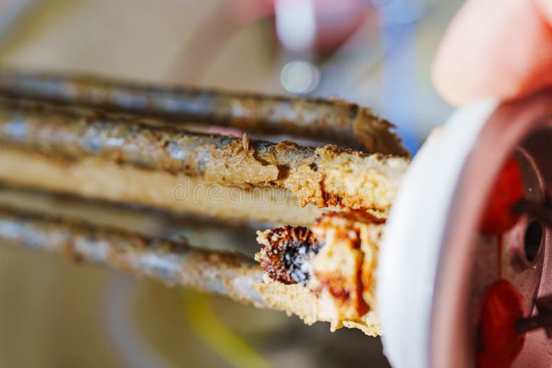 Limescale on the Heating Element of the Water Heater. Stock Image ...