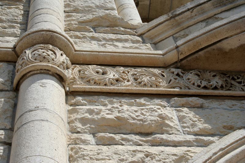 Limestone Architecture Detail Stock Image - Image of facade, foliage ...