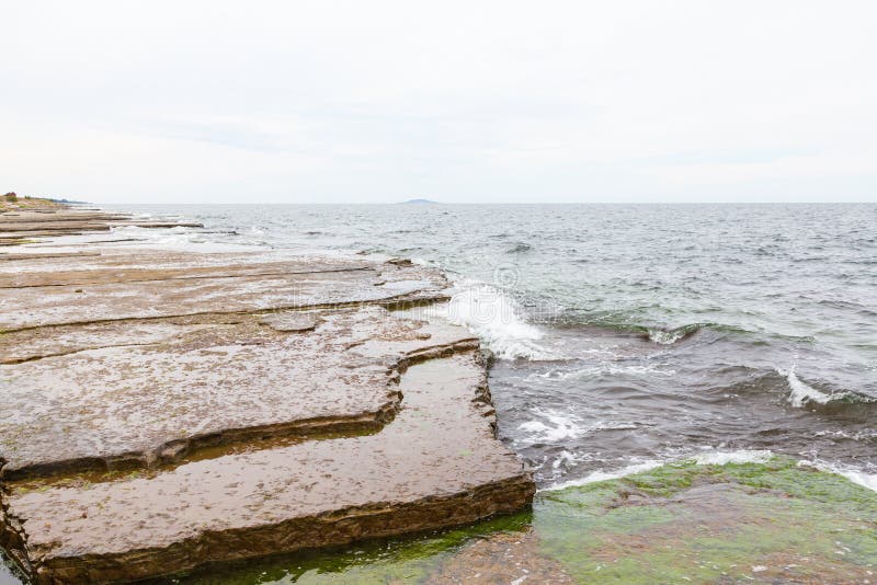 Limestone beach stock image. Image of cliffs, coastline - 43763263