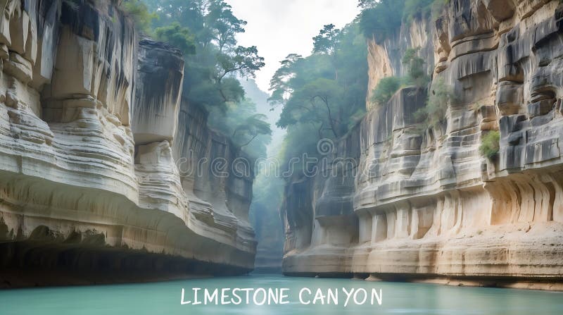 Limestone Canyon Surrounded by Towering Cliffs and Tranquil Waters at ...