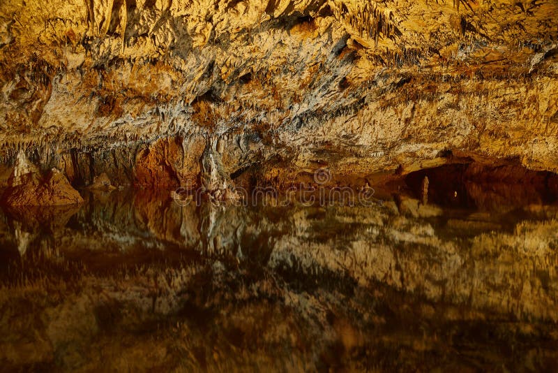 Limestone Cave with Lake stock photo. Image of reflection - 91129828