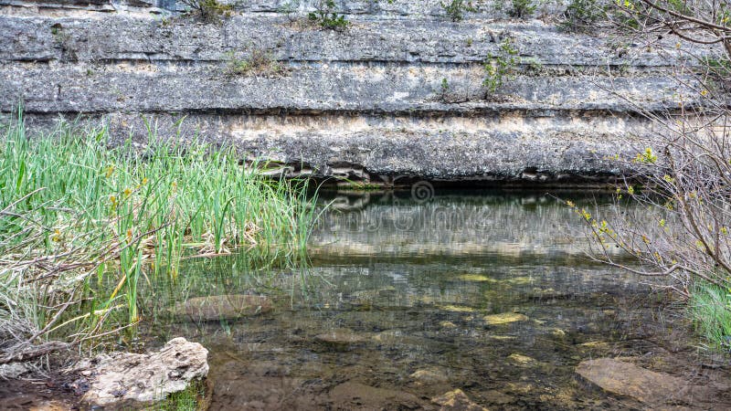 Limestone Cliff Reflection in a Spring Fed Pond in Lost Maples State ...