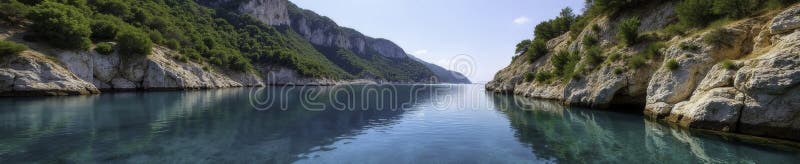 Limestone Cliffs and Crystal Clear Lake in Calanques De Piana, Cliff ...