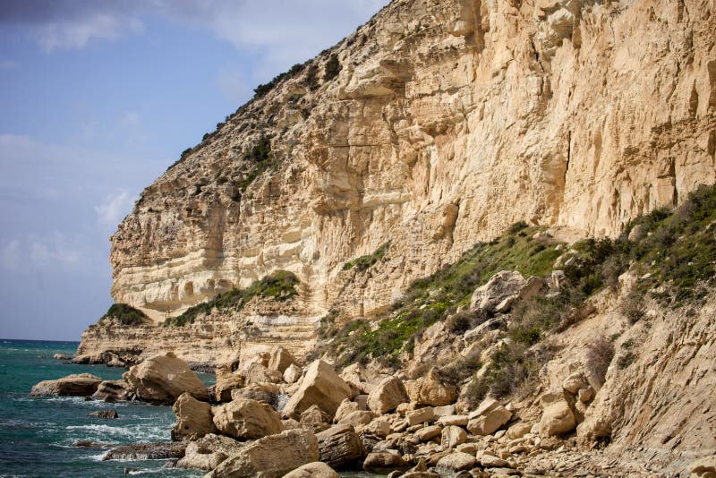 Limestone Cliffs of the Peninsula Akrotiri, Cyprus Stock Photo - Image ...